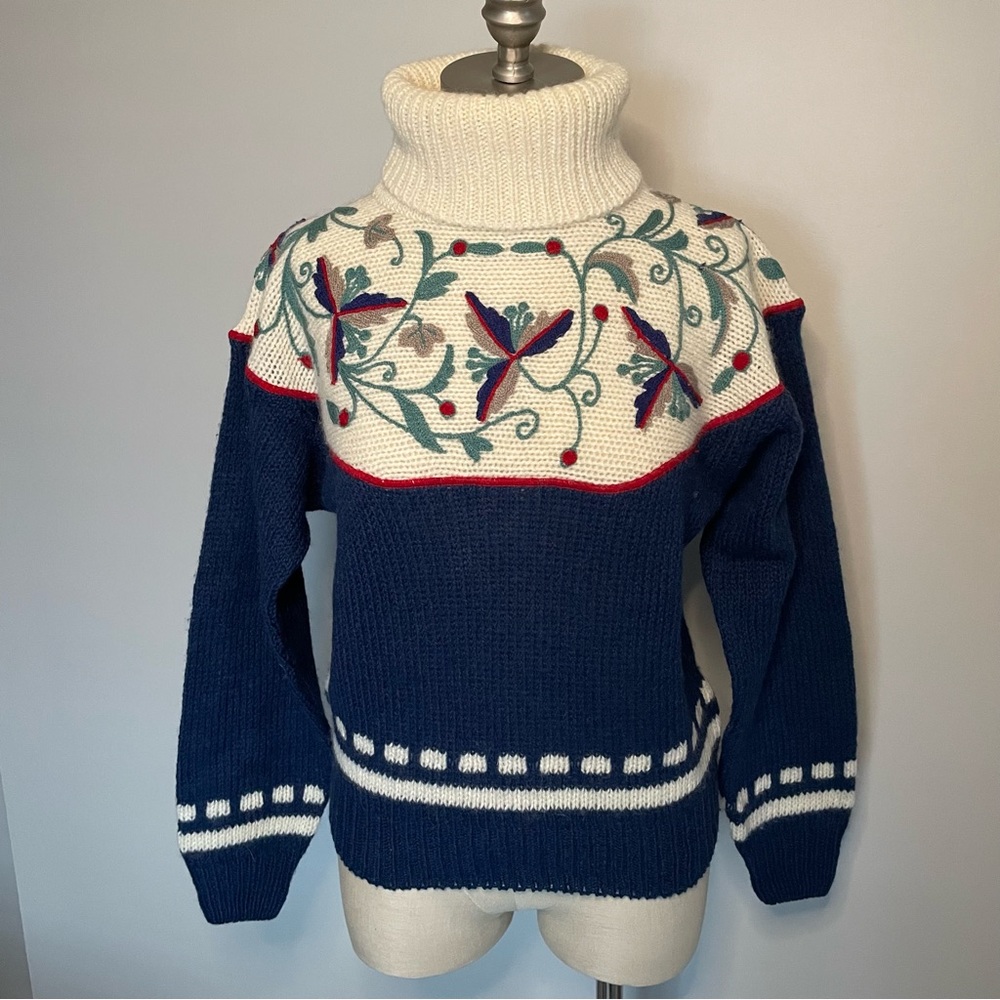 Vintage Carole Reed Shetland Wool Turleneck Sweater S… - Gem